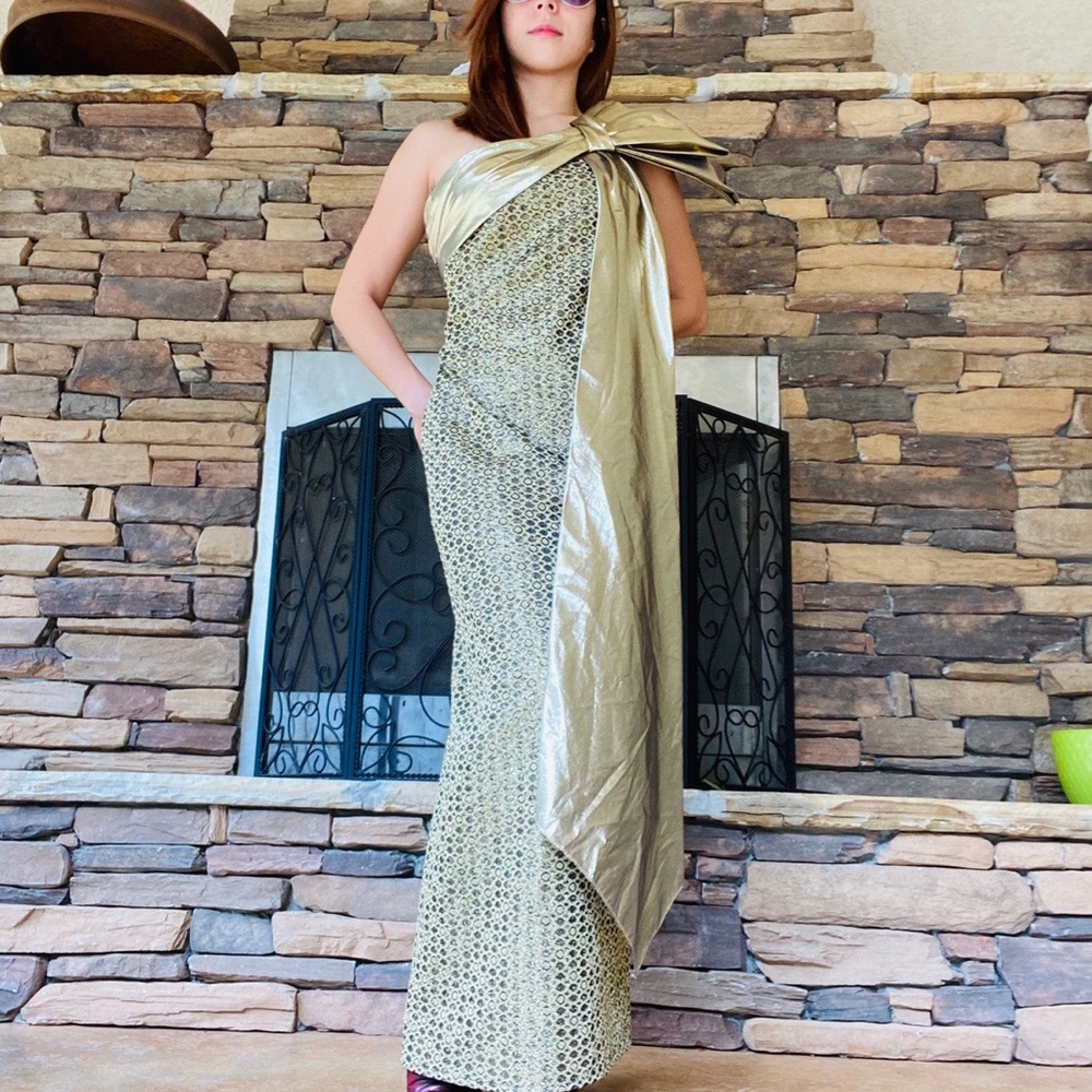 Hotel Cortez 80s Does 60s Does Art Deco Lam Dress - Gem